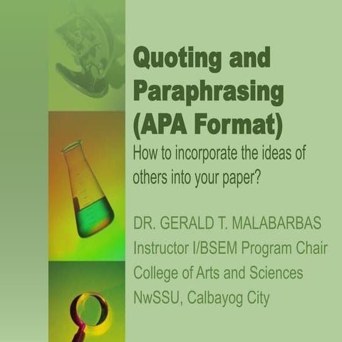 Quoting and Paraphrasing _ POWERPOINT PR | PPTX