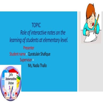 Role Of Interactive Notes On The Learning Of Students At Elementary ...