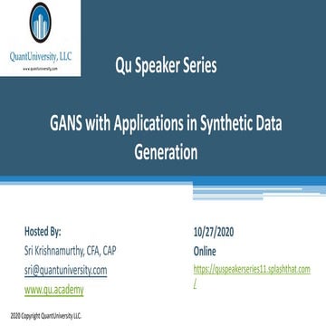 Master Class: GANS with Applications in Synthetic Data Generation | PPT