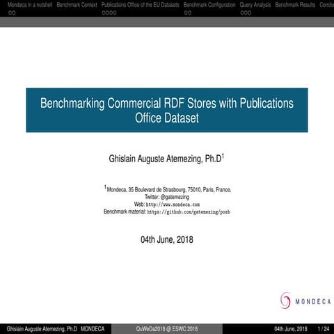 Benchmarking Commercial RDF Stores with Publications Office Dataset | PPT