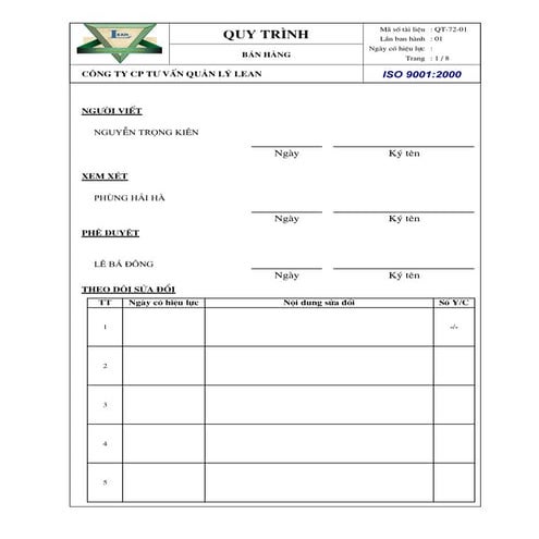 Quy trinh ban hang qt 72-01 | PDF | Free Download