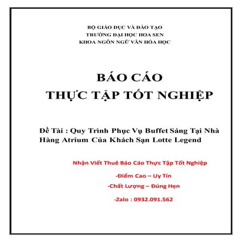 Quy Trình Phục Vụ Buffet Sáng Tại Nhà Hàng Atrium Của Khách Sạn Lotte ...