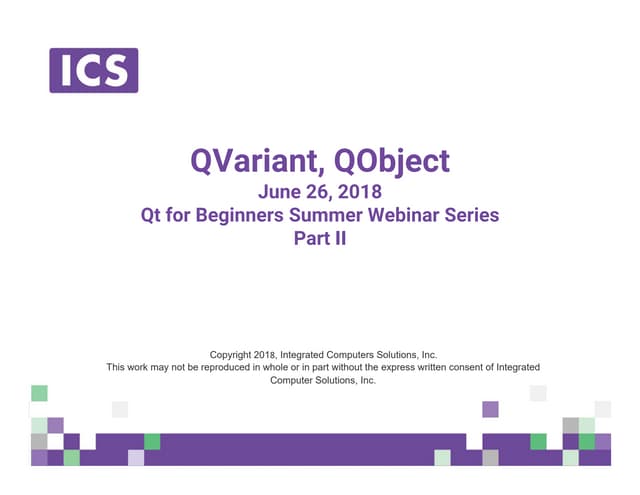 Qvariant Qobject — Qts Not Just For Gui Development Pdf Programming Languages Computing