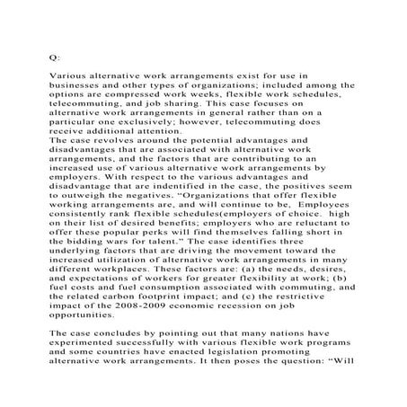 Alternate Work ArrangementsVarious alternative work arrangements e.docx