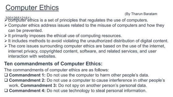 The 10 Commandments of Computer Ethics | PPT