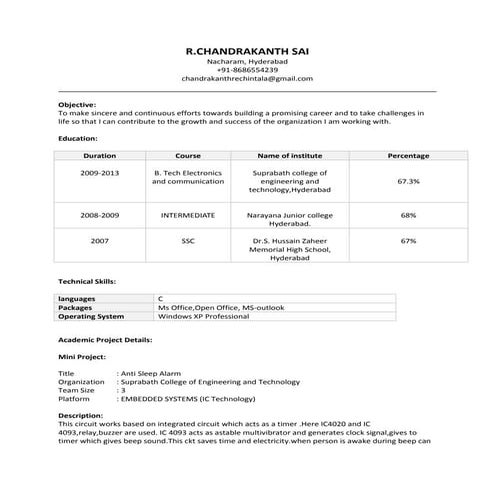 R.chandrakanth sai | ODT