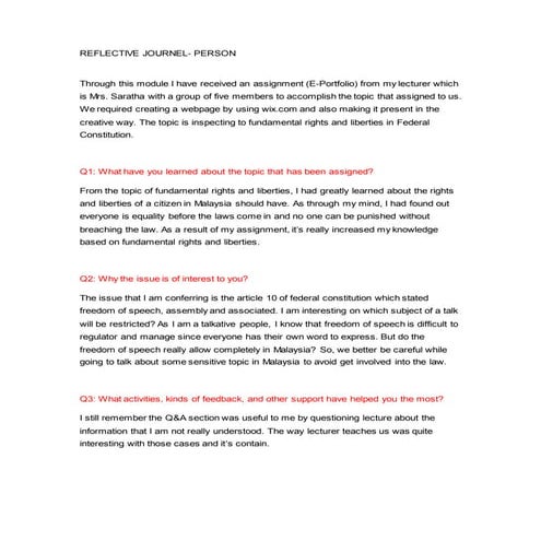 Reflective journal(personal) | DOCX