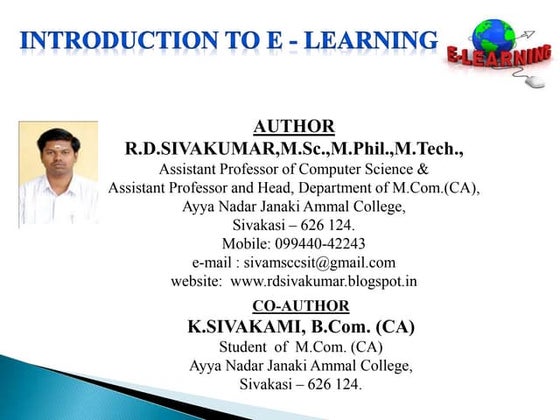 Types of E-learning - R.D.Sivakumar | PPTX | Workshops and Classes ...