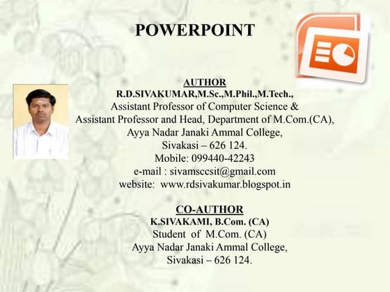 Introduction to Staroffice Writer - R.D.Sivakumar | PPT