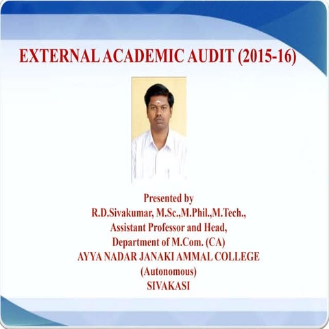 11th Board of Studies Presentation - R.D.Sivakumar | PPT