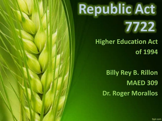 REPUBLIC ACT NO. 7079 - An act providing for the development and ...