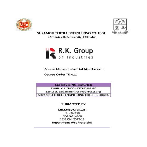 Internship Report on R.k. group | PDF