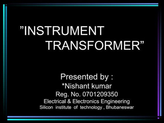 Instrument Transformer Presentation | PPTX | Computer Networking | Computing