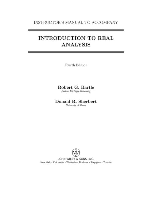 Introduction To Real Analysis 4th Edition Bartle Solutions Manual Pdf