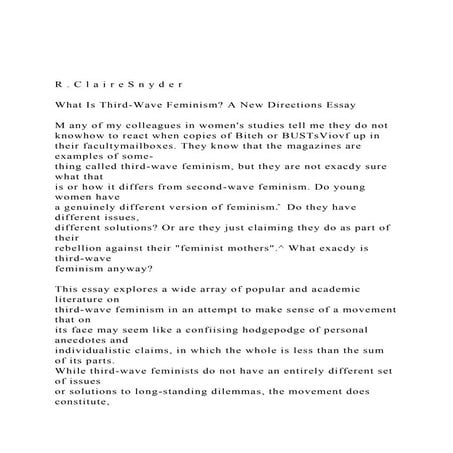 R C L A I R E S N Y D E Rwhat Is Third Wave Feminism A Docx