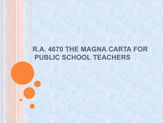 Republic act no. 4670 magna carta for public school teachers | DOCX ...