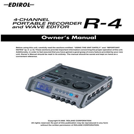 Edirol R-4 | PDF | Musical Instruments | Hobbies & Interests