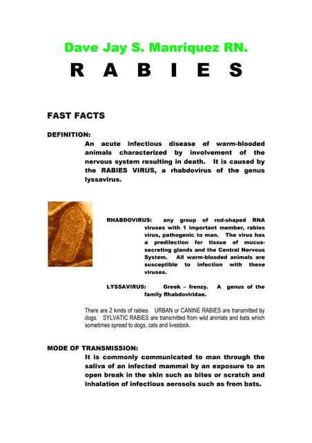 National rabies guidelines | PDF | Infectious Diseases | Diseases and ...