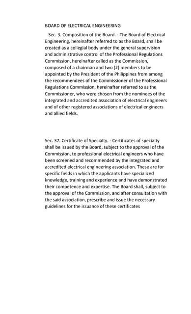 Ra 7920 the new electrical engineering law | DOCX