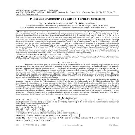 P-Pseudo Symmetric Ideals in Ternary Semiring | PDF