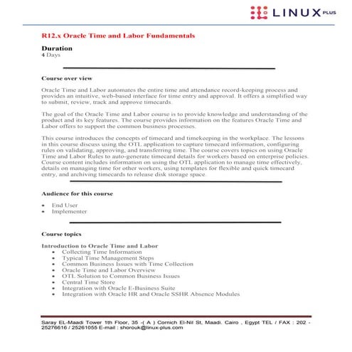 Otl Oracle Time and Labor | PDF