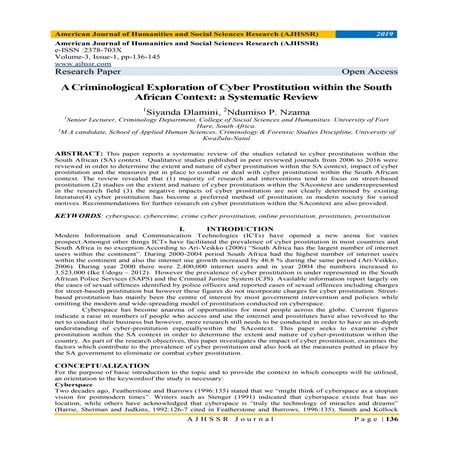 A Criminological Exploration Of Cyber Prostitution Within The South African Context A