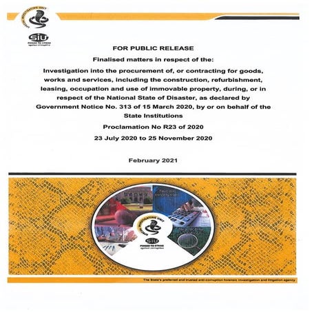 SIU report into investigations into PPE procurement - Presented by Adv ...