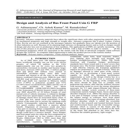 Design and Analysis of Bus Front Panel Usin G FRP | PDF | Auto Safety ...