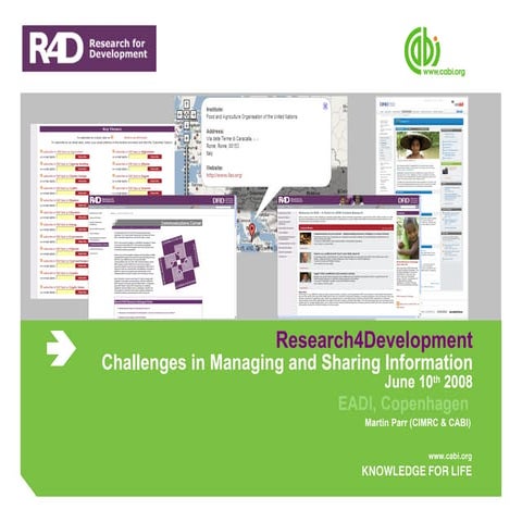 Research4Development : Challenges in Managing and Sharing Information | PPT