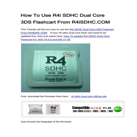 R4i sdhc dual core user guide | DOCX