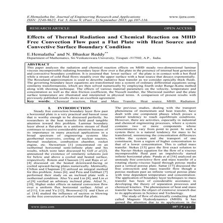 Effects of Thermal Radiation and Chemical Reaction on MHD Free Convection Flow past a Flat Plate ...