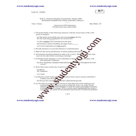 R7 Mba Business Communication And Soft Skills Set1 | PDF