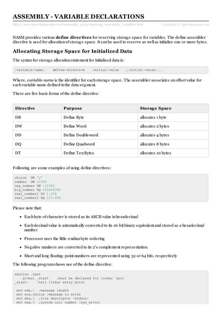 N_Asm Assembly variables (sol) | PDF N_Asm Assembly variables (sol) | PDF