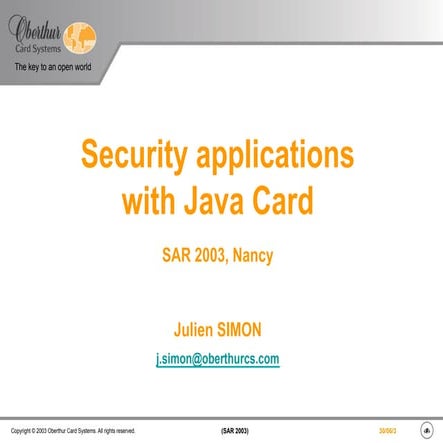 Security applications with Java Card | PPT