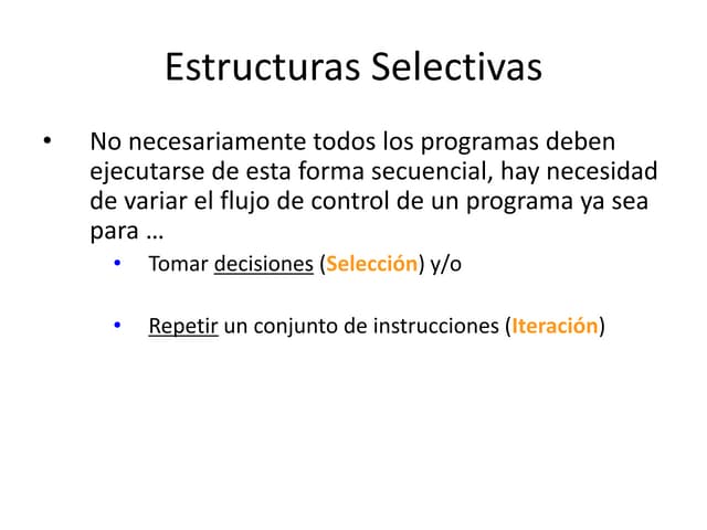 Estructuras de control selectivas para uas | PPTX