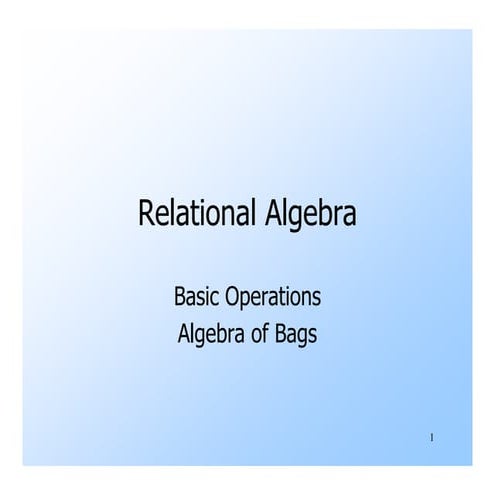 Relational Algebra Various Operations | PPT