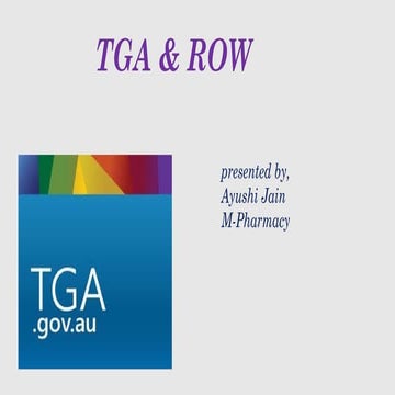 THERAPEUTIC GOODS ADMINISTRATION(TGA) - dive into Regulatory affairs ...