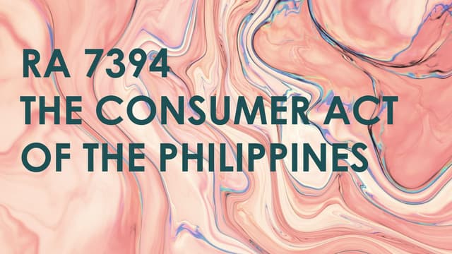 Consumer Act of the Philippines R.A 7394 | PPTX | Business | Business ...