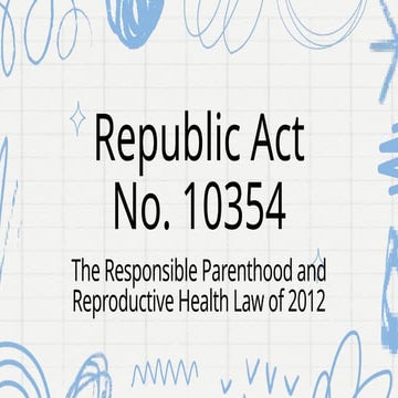 Republic Act 10354 esponsible Parenthood and Reproductive Health Law of ...