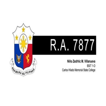RA 7787 - "ANTI SEXUAL HARASSMENT ACT OF 1995" | PPTX