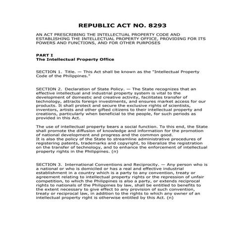 Ra 8293 ip code of the philippines | PDF