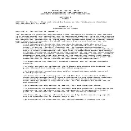 Ra 8560 geodetic eng'g law | PDF