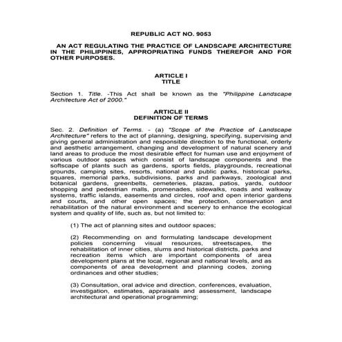 Ra 9053 landscape architecture law | PDF