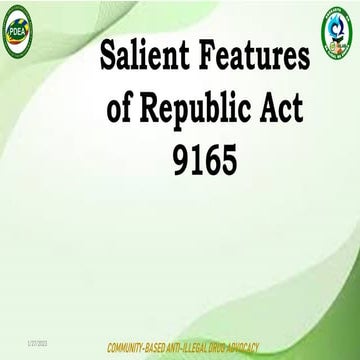 REPUBLIC ACT 9165 COMPREHENSIVE DANGEROUS DRUGS ACT | PPTX