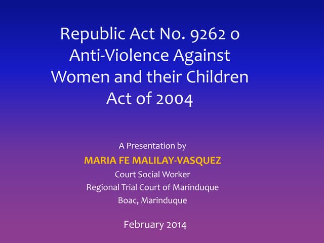 Republic act 9262 | PPT