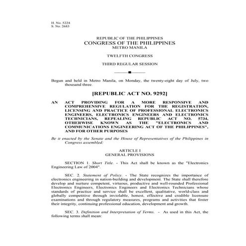 Ra 9292 electronic eng'g law | PDF