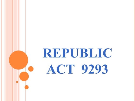 Republic act no 9293 | PPTX | Secondary Education | Education