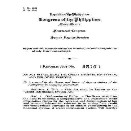 Ra 9510 credit information system | PDF | Consumer Banking | Personal ...