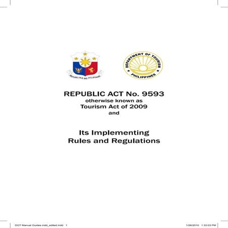 Philippine Tourism Act 2009 (RA 9593) | PDF