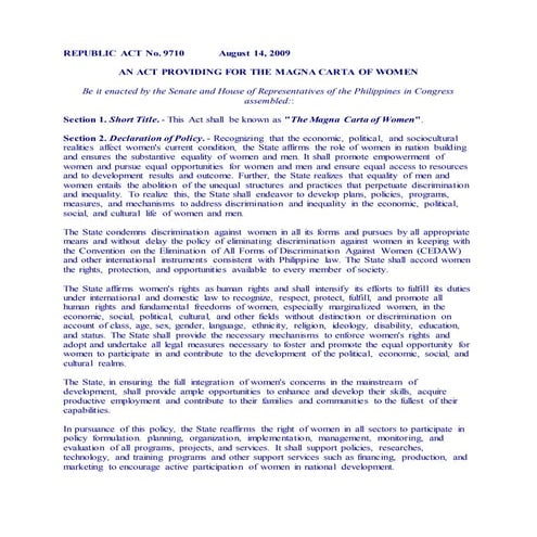 MAGNA CARTA for WOMEN R.A. 9710 | PPT